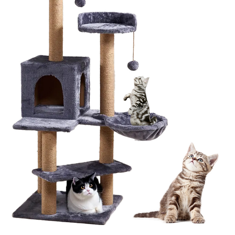 Cats Original Design Faux Fur Rope Big Cat Tree Scratch Post As Phot